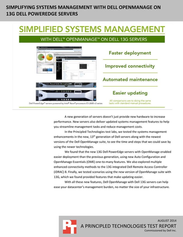 Simplifying systems management with Dell OpenManage on 13G Dell ...