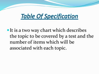 Table of Specification | PPTX