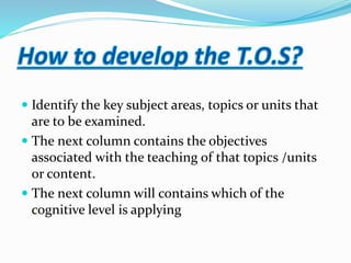 Table of Specification | PPTX