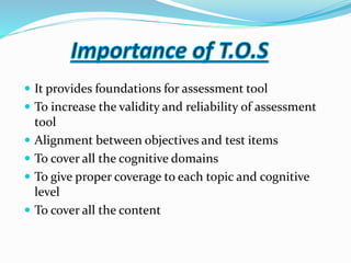 Table of Specification | PPTX