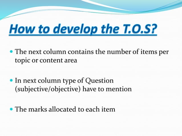 Table of Specification | PPT