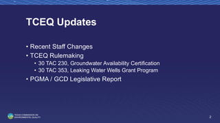 Texas Commission on Environment Quality Updates - Cindy Hooper | PDF