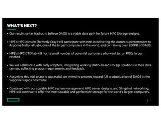 DUG'20: 13 - HPE’s DAOS Solution Plans | PPT
