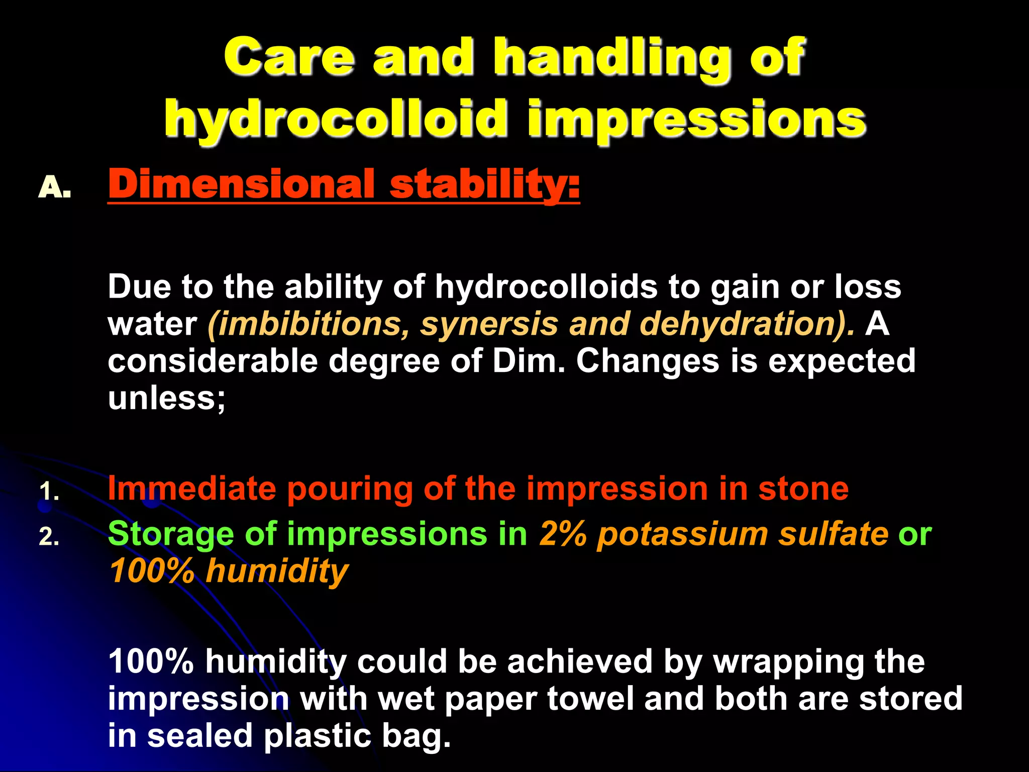 hydrocolloids impression dental material | PPT