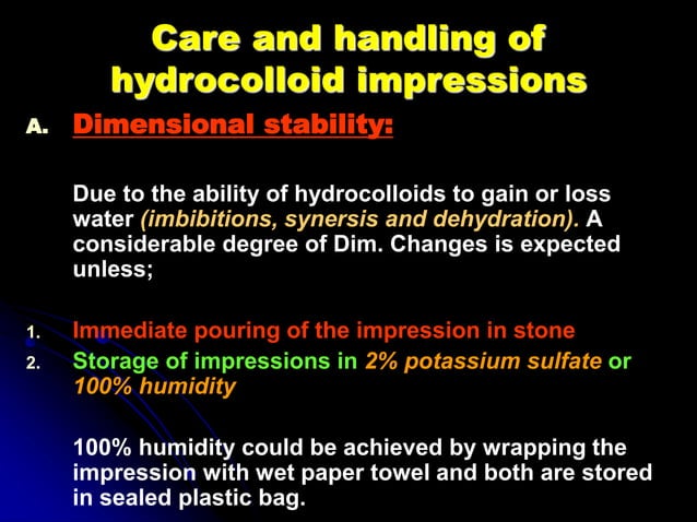 hydrocolloids impression dental material | PPT