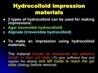 hydrocolloids impression dental material | PPT