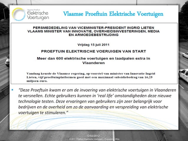 Vlaamse Proeftuin Elektrische voertuigen | PDF