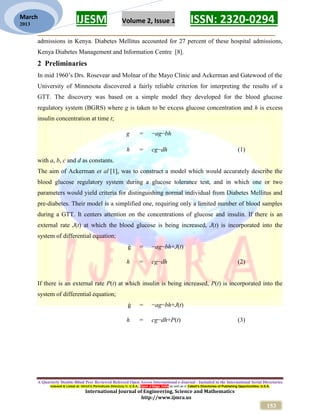 Mathematical Model for Drug Therapy in Patients With Diabetes Mellitus ...