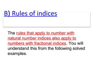 13 indices 8 class | PPT | Physics | Science