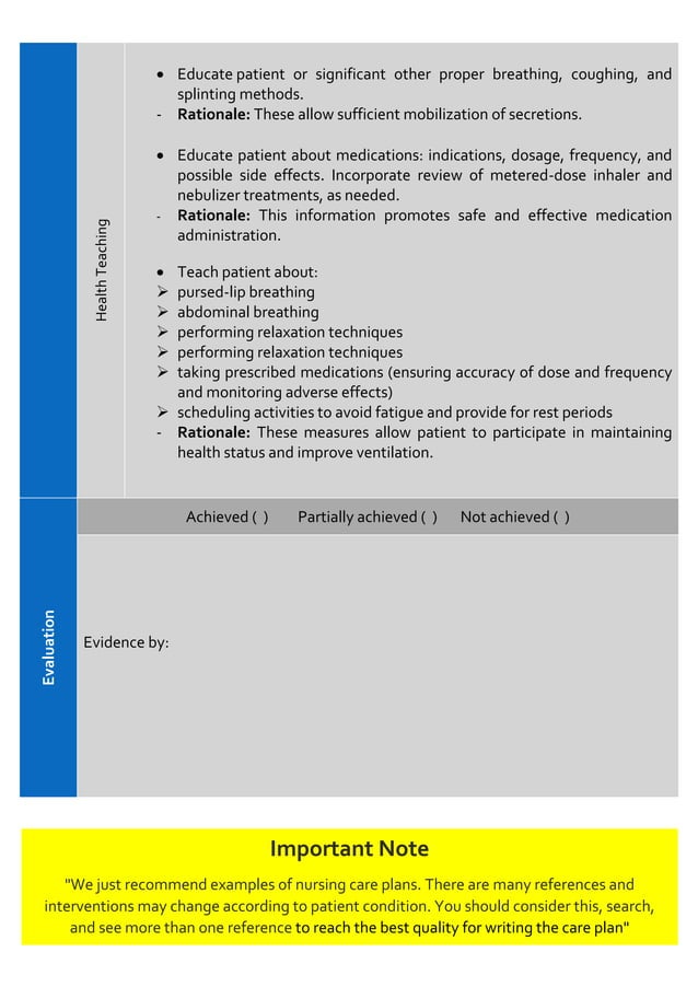 Ineffective Breathing Pattern Nursing Care Plan | PDF | Lung and ...