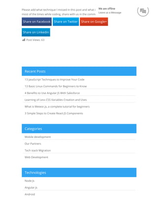 13 javascript techniques to improve your code | PDF