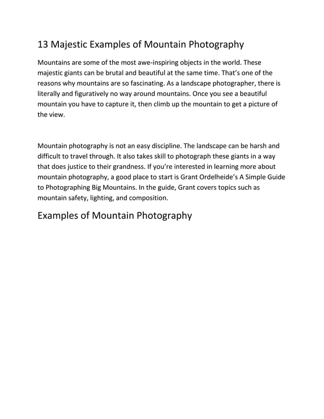 13 majestic examples of mountain photography | PDF