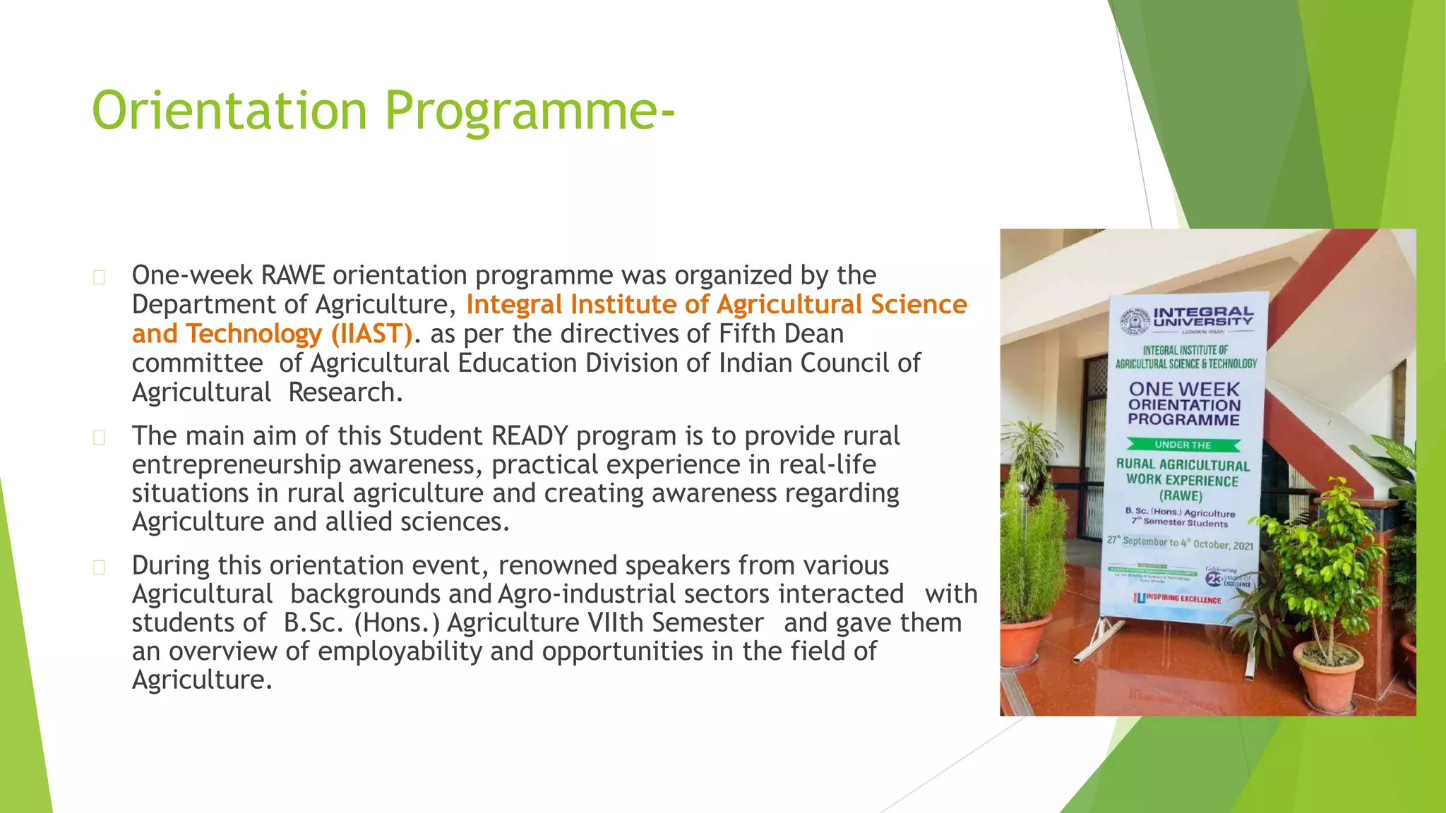 Presentation on RAWE and agro-industrial attachment program 2022 | PPTX