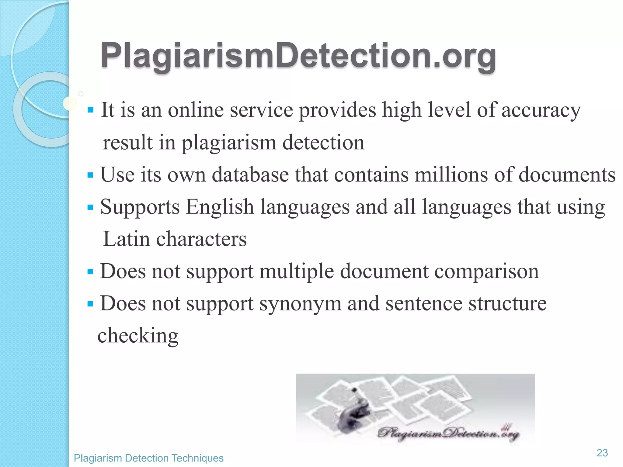 plagiarism detection tools and techniques | PPTX