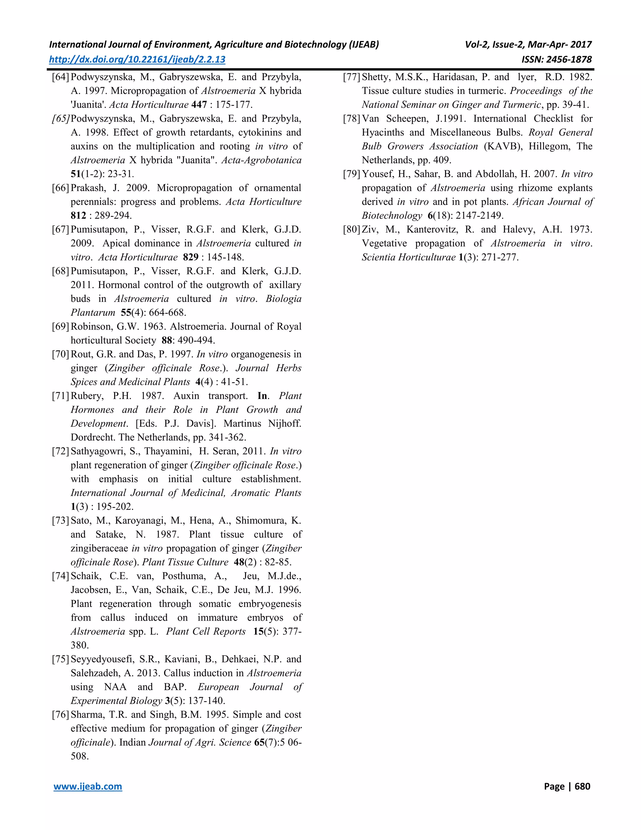 Micro-propagation of Alstroemeria Hybrida Cv. Pluto | PDF