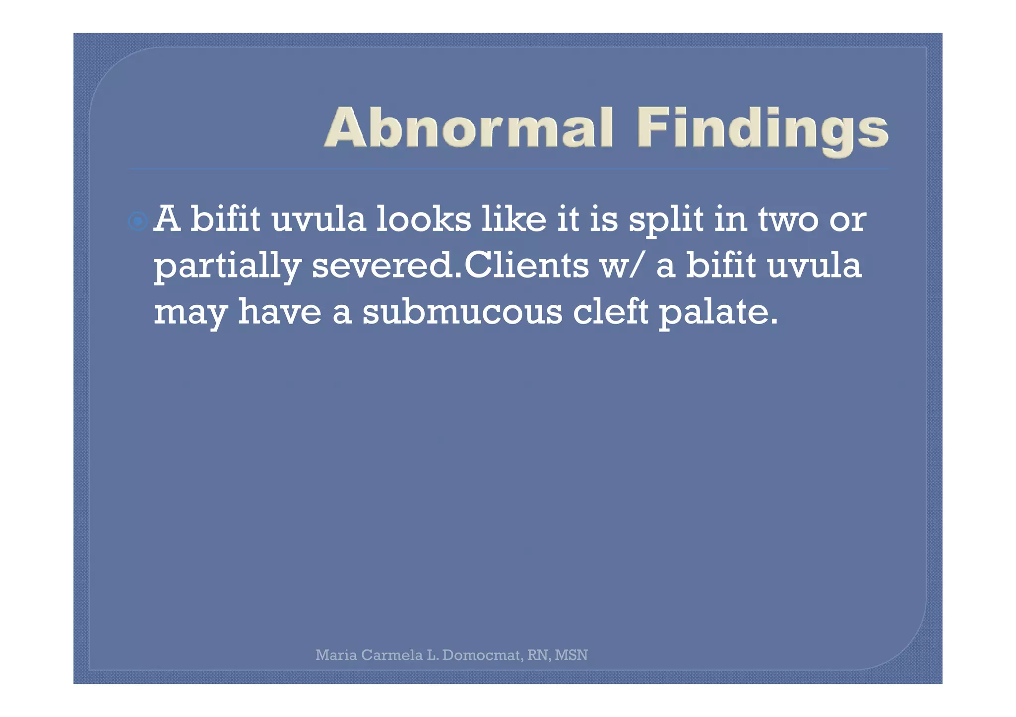 assessment of the mouth, nose | PDF