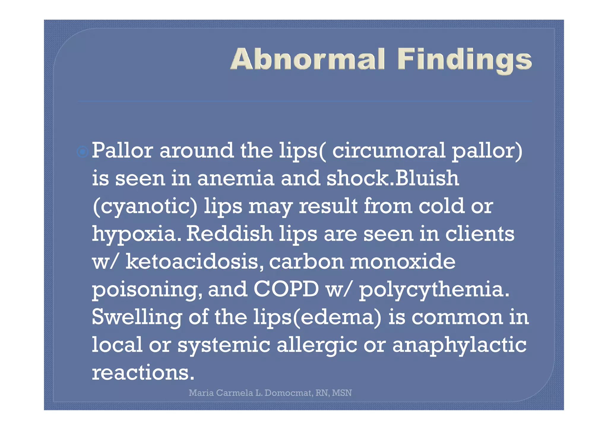 assessment of the mouth, nose | PDF
