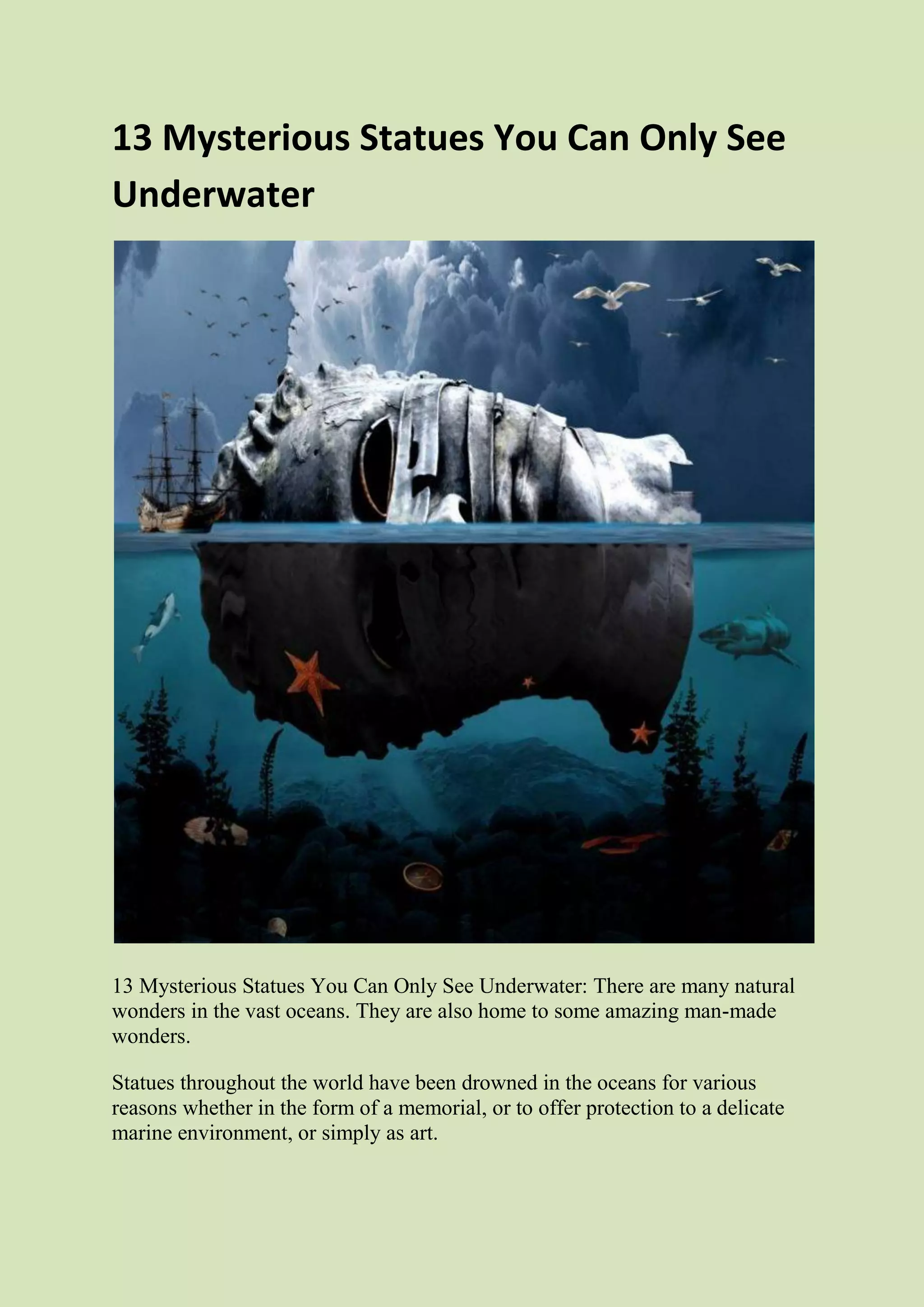 13 mysterious statues you can only see underwater converted | PDF
