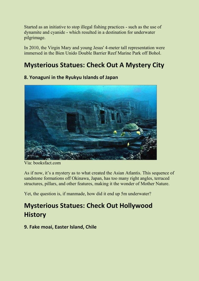 13 mysterious statues you can only see underwater converted | PDF