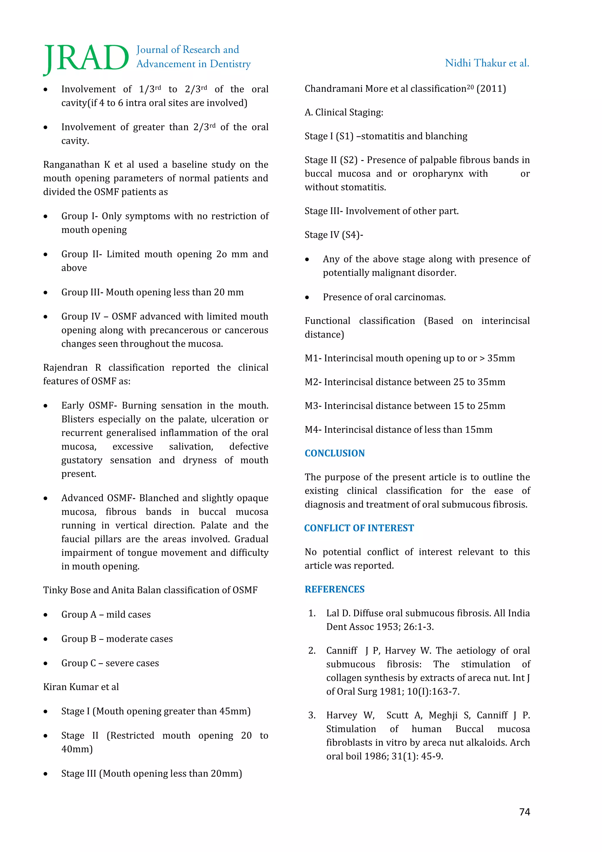 Osmf Classification Review Article Pdf