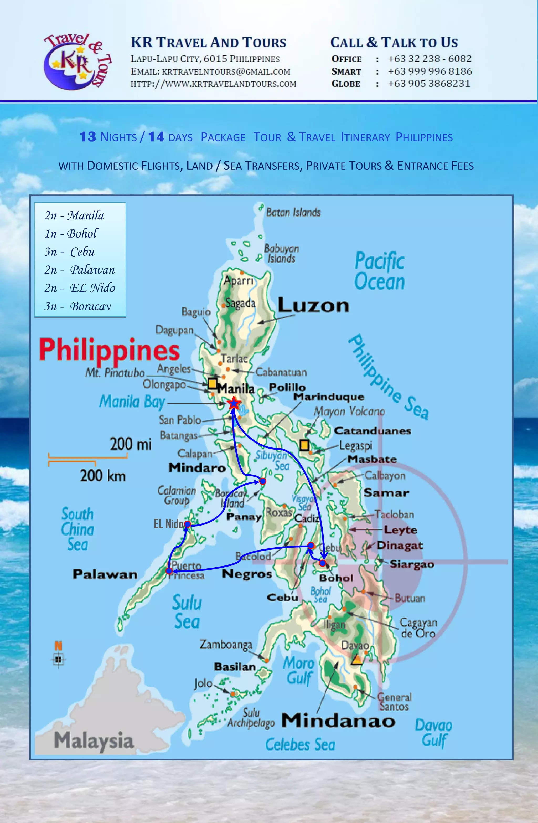 13nights 14days travel itinerary philippines boracay | PDF