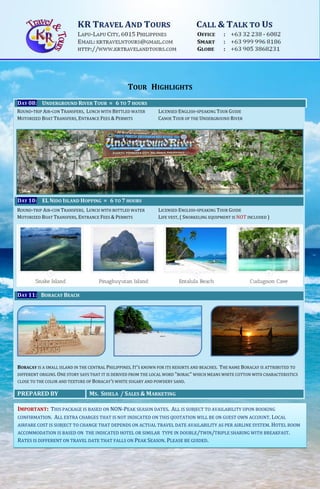 13nights 14days travel itinerary philippines boracay | PDF