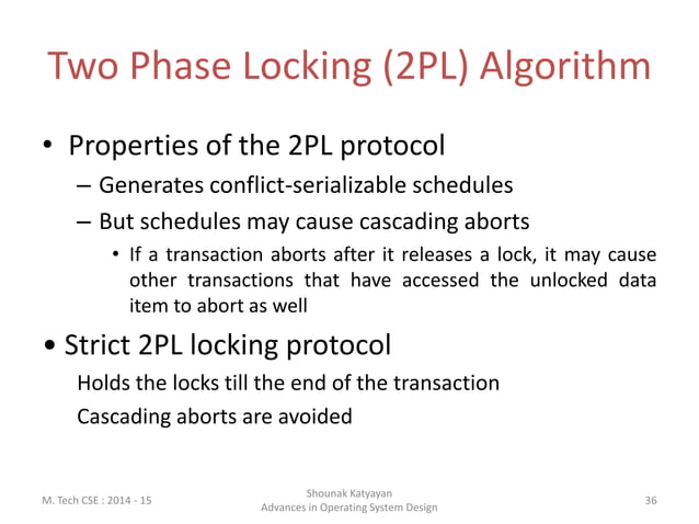Optimistic Algorithm and Concurrency Control Algorithm Optimistic Algorithm and Concurrency Control Algorithm