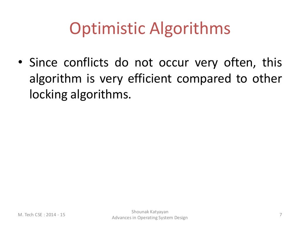 Optimistic Algorithm And Concurrency Control Algorithm