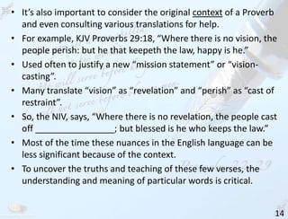 Session 13 Old Testament Overview - Proverbs | PPT