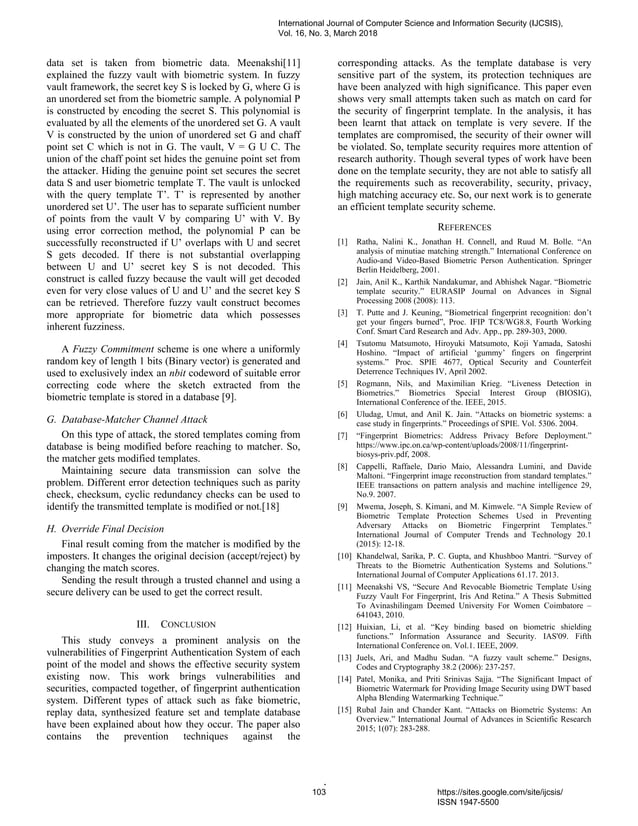 Vulnerabilities Of Fingerprint Authentication Systems And Their Securities Pdf