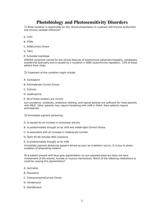 ETAS_MCQ_13 photobiology and photosensitivity disorders | DOC