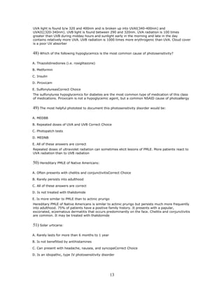 ETAS_MCQ_13 photobiology and photosensitivity disorders | DOC