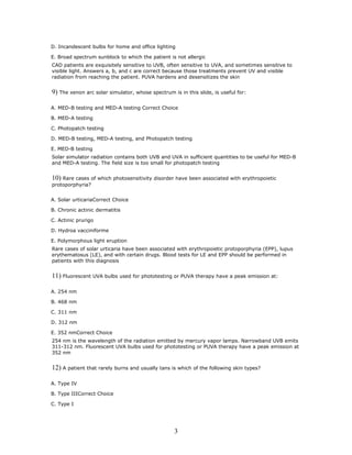 ETAS_MCQ_13 photobiology and photosensitivity disorders | DOC