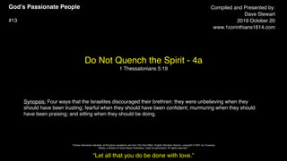 Do Not Quench the Spirit — Part 4: Unbelief | PPT
