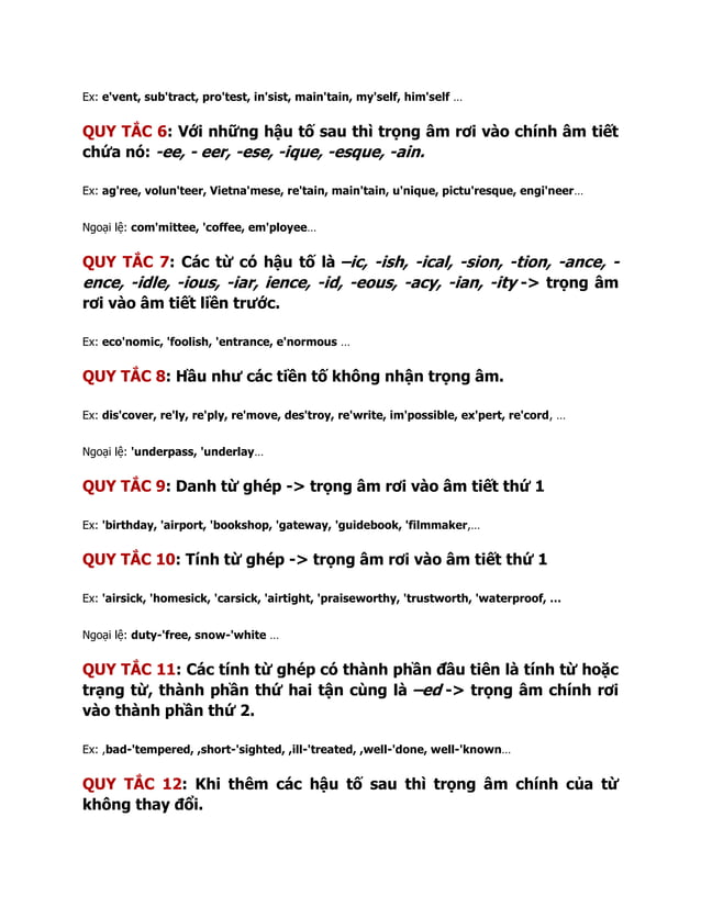 13 quy tắc trọng âm trong tiếng anh | DOCX