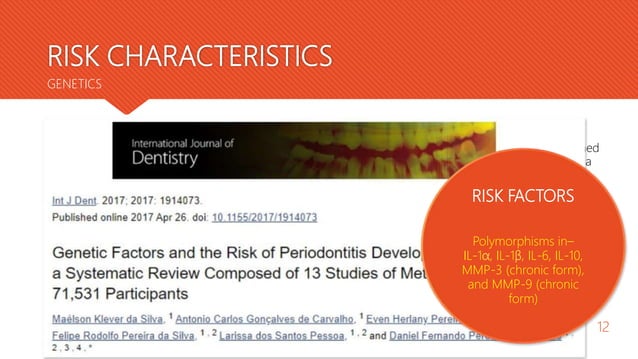 Risk factors for periodontal disease | PPTX | Dental Health | Diseases ...