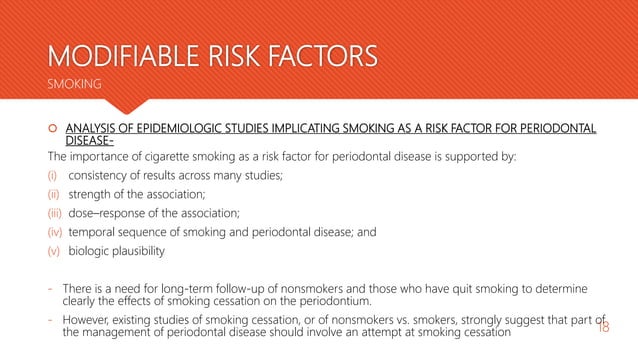 Risk factors for periodontal disease | PPTX | Dental Health | Diseases ...