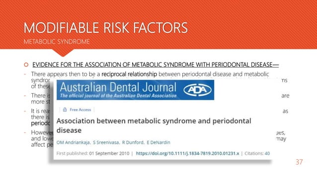 Risk factors for periodontal disease | PPTX | Dental Health | Diseases ...