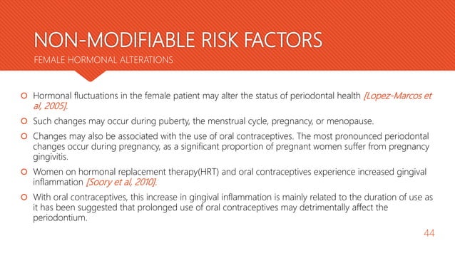 Risk factors for periodontal disease | PPTX | Dental Health | Diseases ...