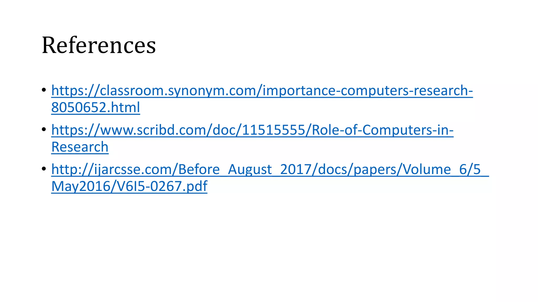 role of computer in research | PPTX