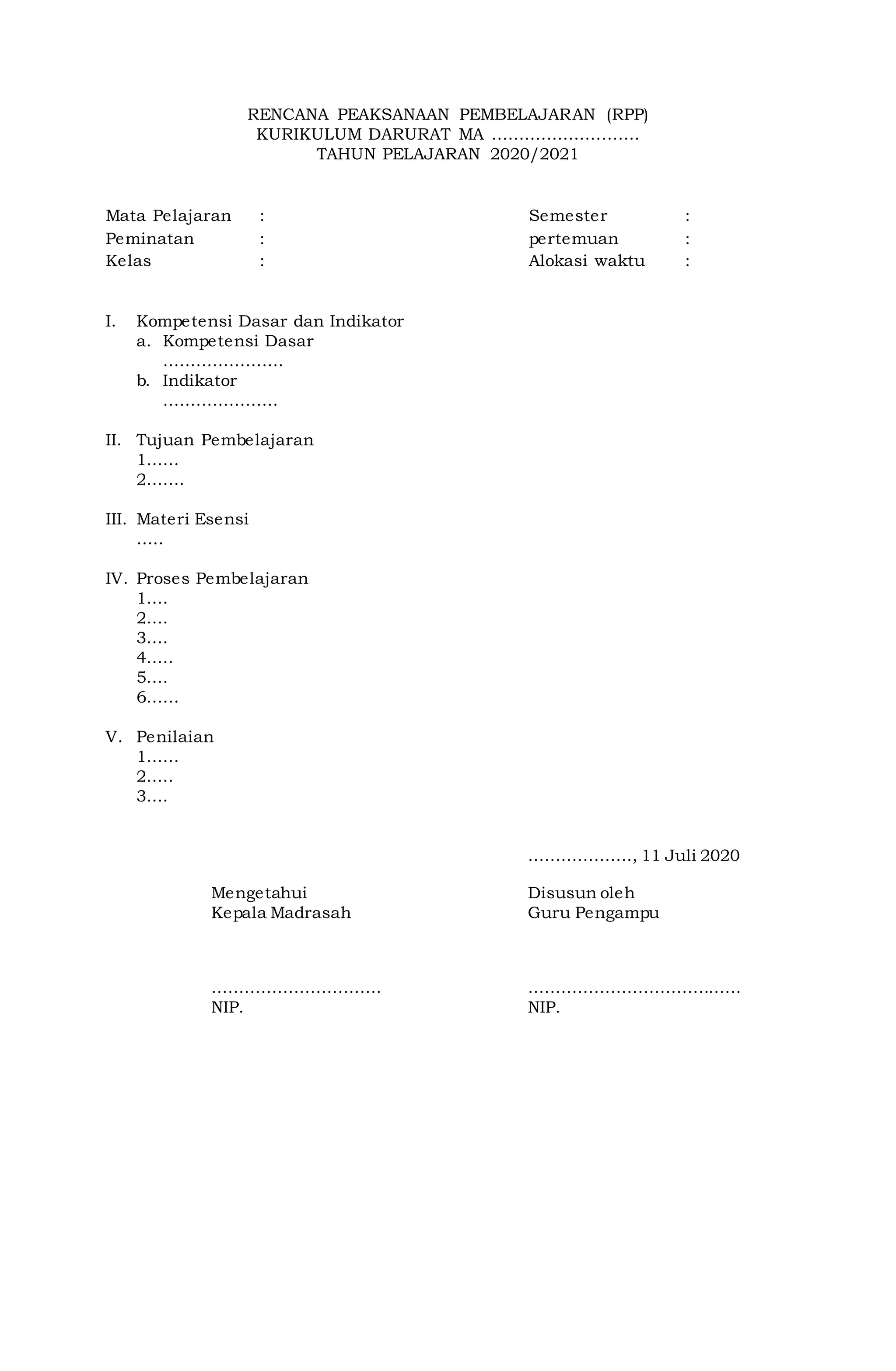 13 rpp contoh format | PDF