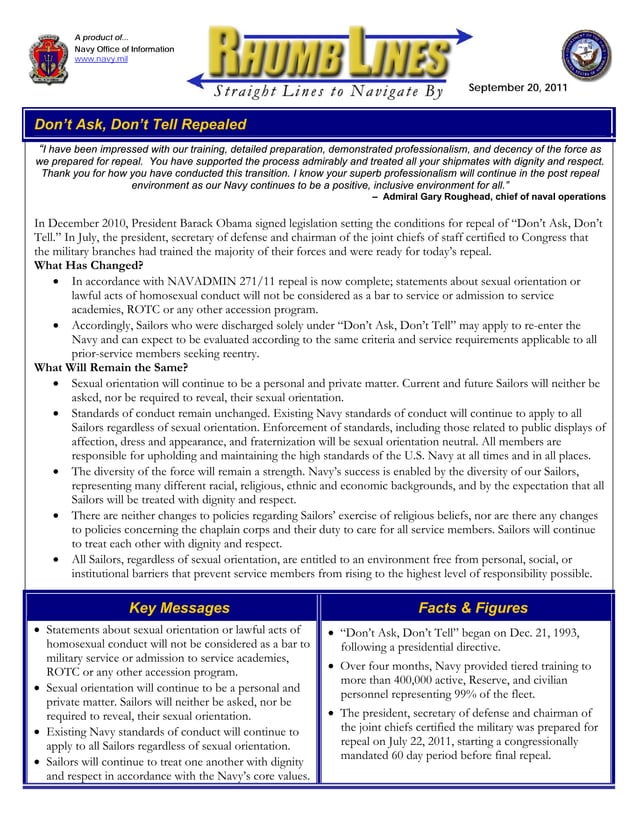 13 sept 11 don't ask don't tell repealed | PDF