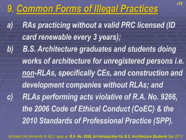 INTRODUCTION TO RA 9266 ARCHITECTURE IN THE PHILIPPINES | PPT