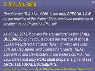 INTRODUCTION TO RA 9266 ARCHITECTURE IN THE PHILIPPINES | PPT