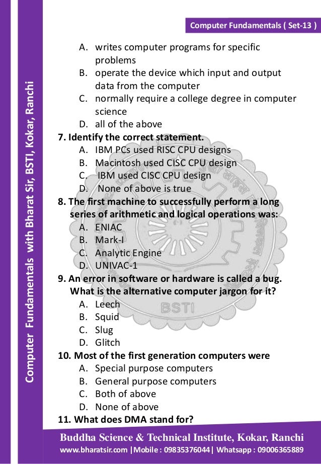 BSTI-BharatSir : Computer Fundamentals Set-13 | PPTX