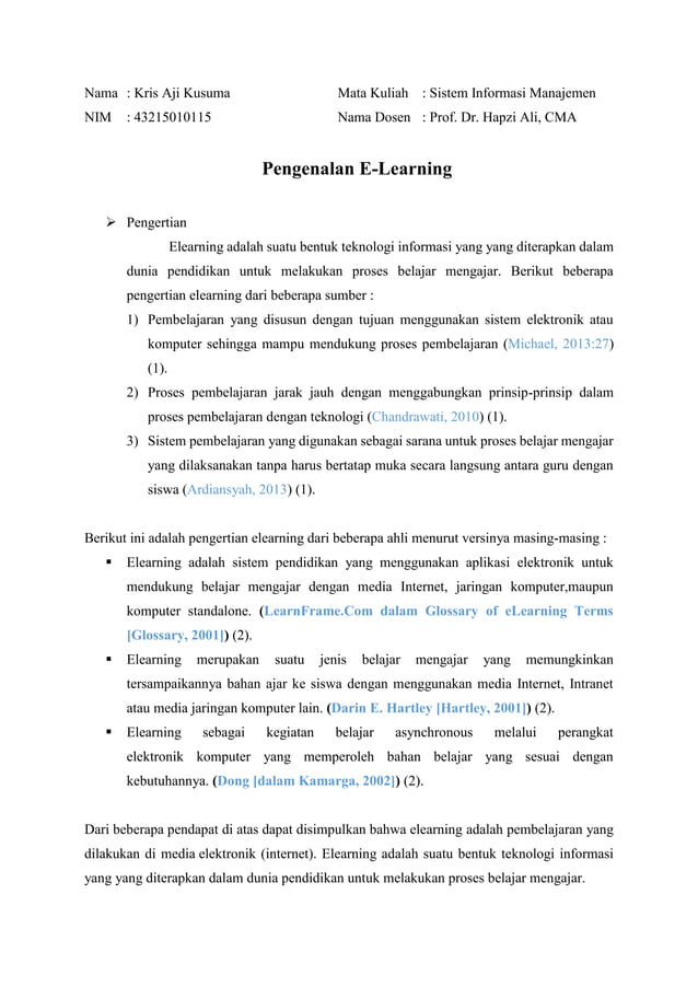 (13) sim, kris aji kusuma, hapzi ali, pengenalan e learning, universitas mercu buana, 2017 | PDF