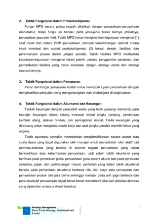 Strategic Implementation from Short Term Strategy, Functional Level and ...