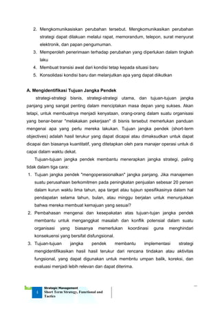 Strategic Implementation from Short Term Strategy, Functional Level and ...