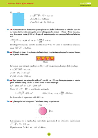 Áreas y perímetros, ejercicios resueltos | PDF