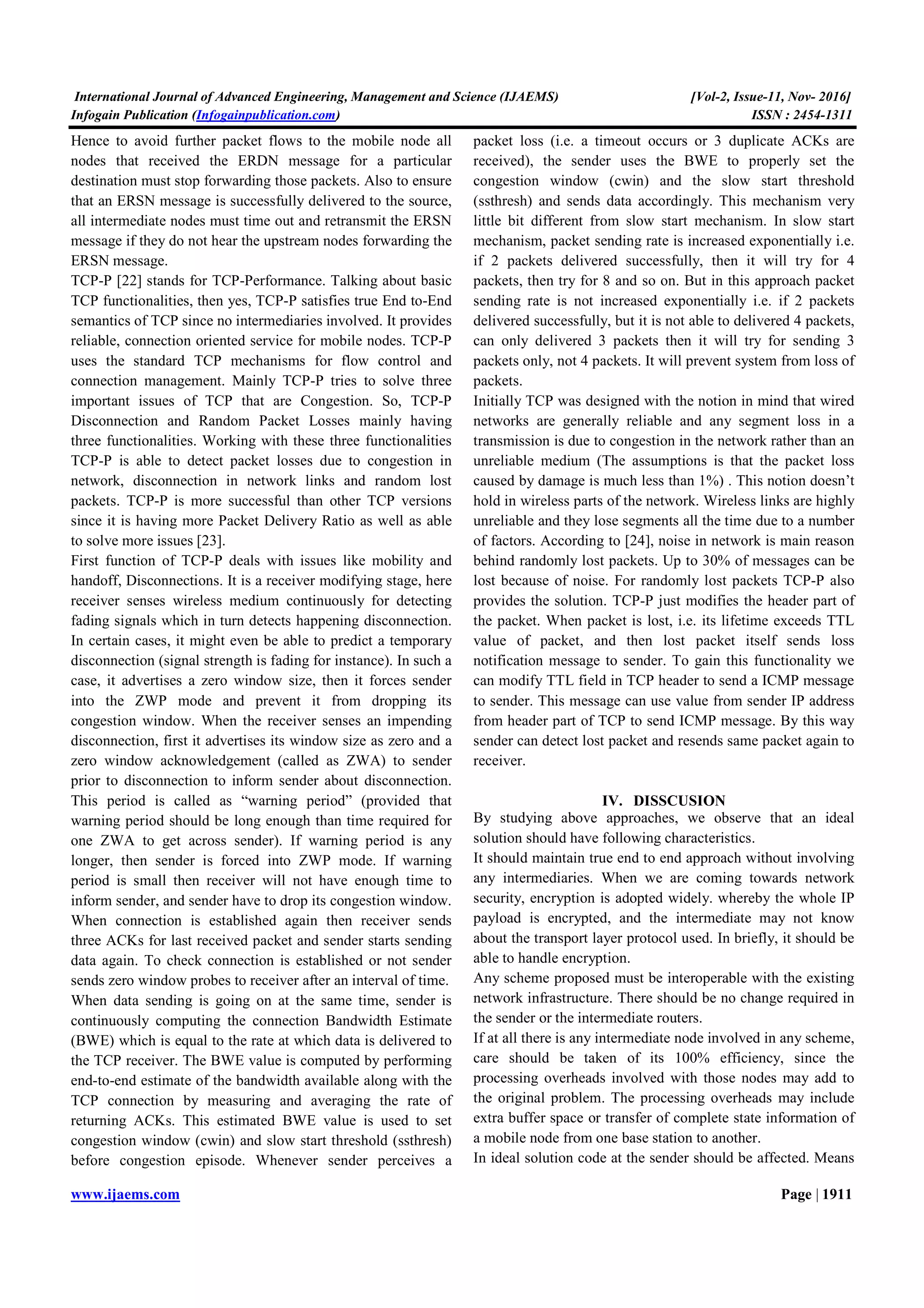 TCP for Wireless Environments | PDF